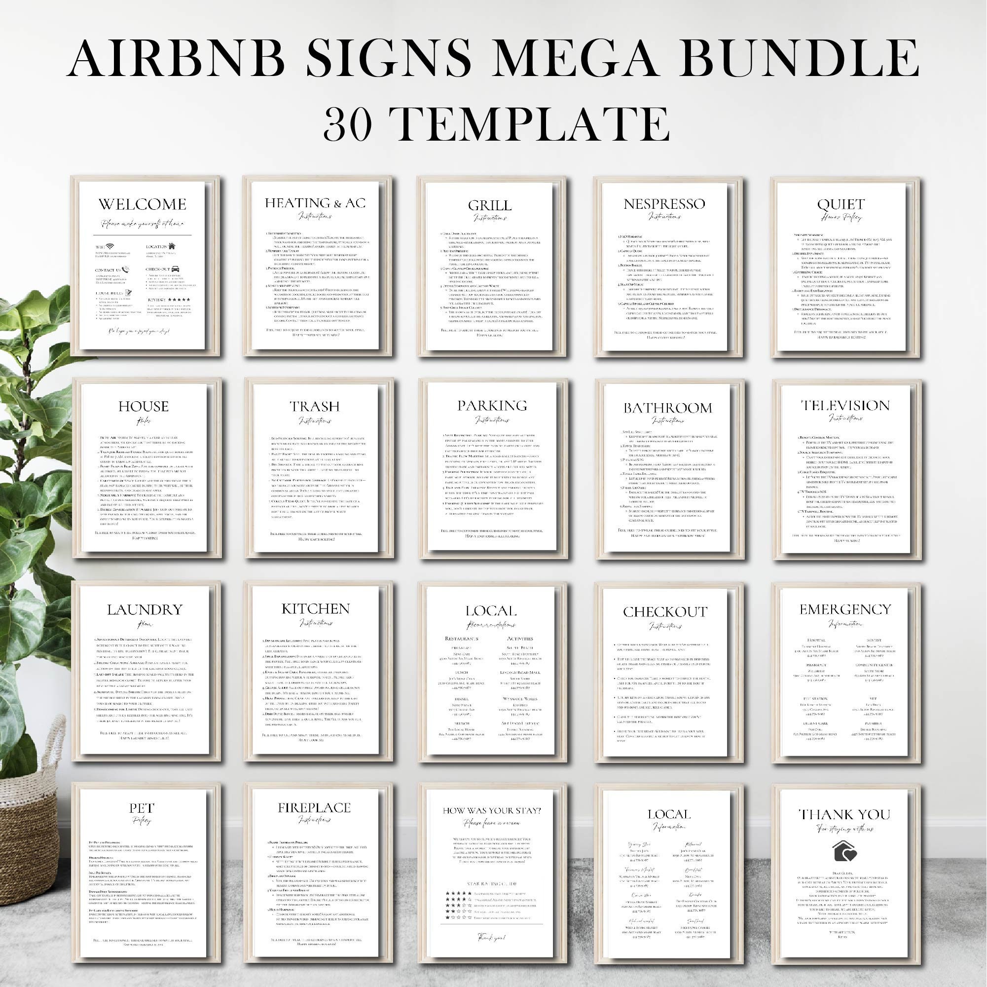 Airbnb Sign Bundle Template Airbnb Signage Signs for Rental Home Wifi ...