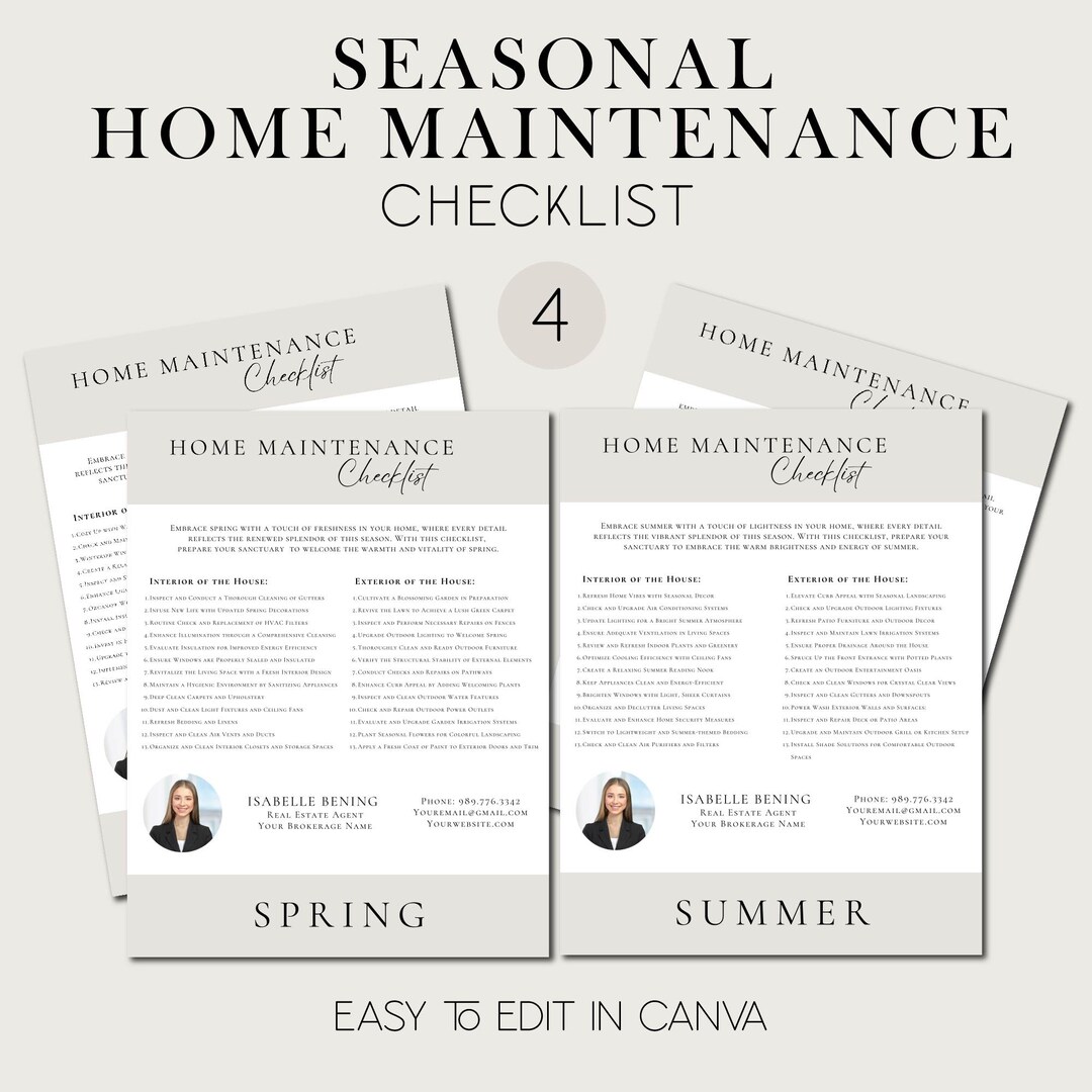 Seasonal Home Maintenance Checklist for Real Estate Agents - INSTANT ...