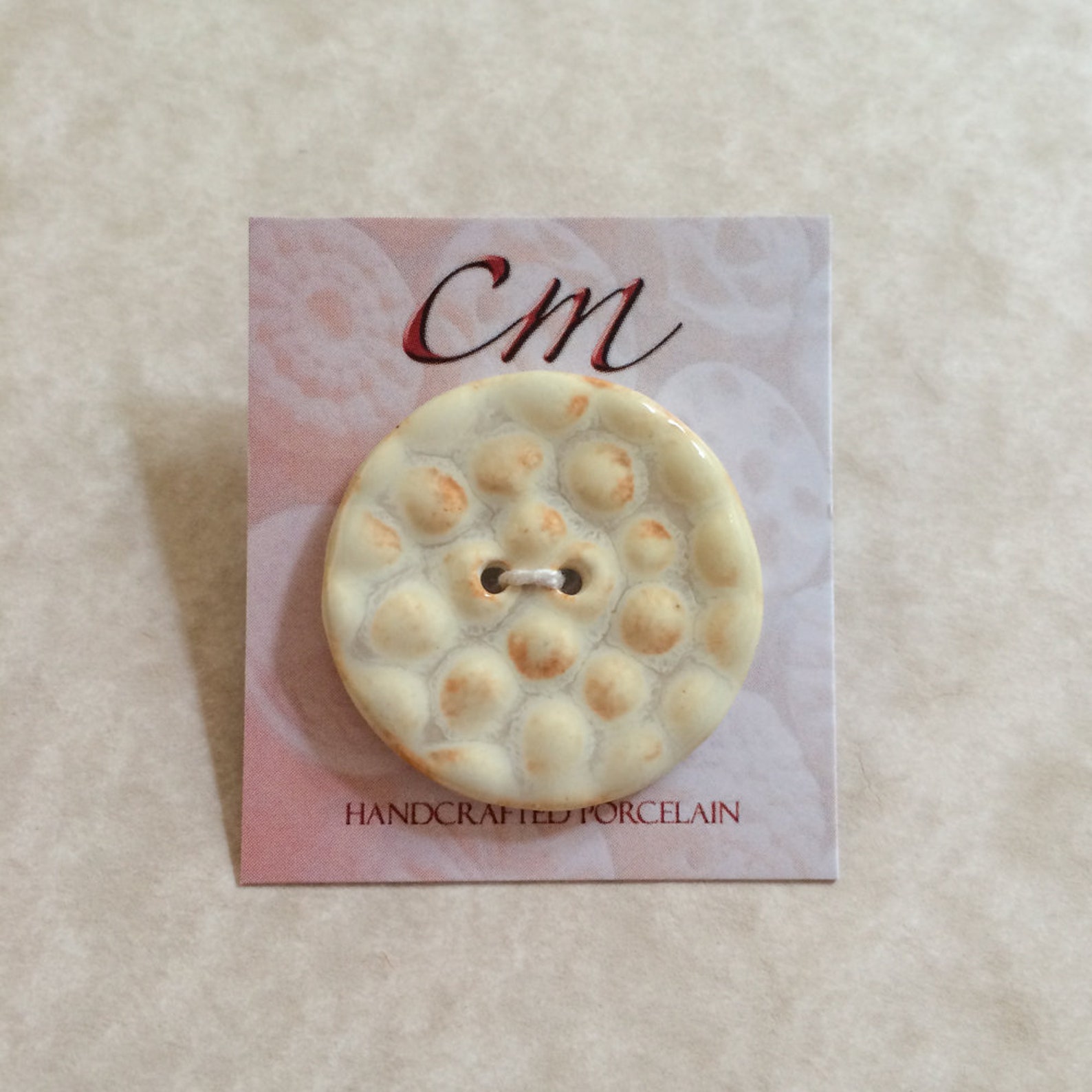 Porcelain Button in Tones of Ivory and Amber-handcrafted | Etsy