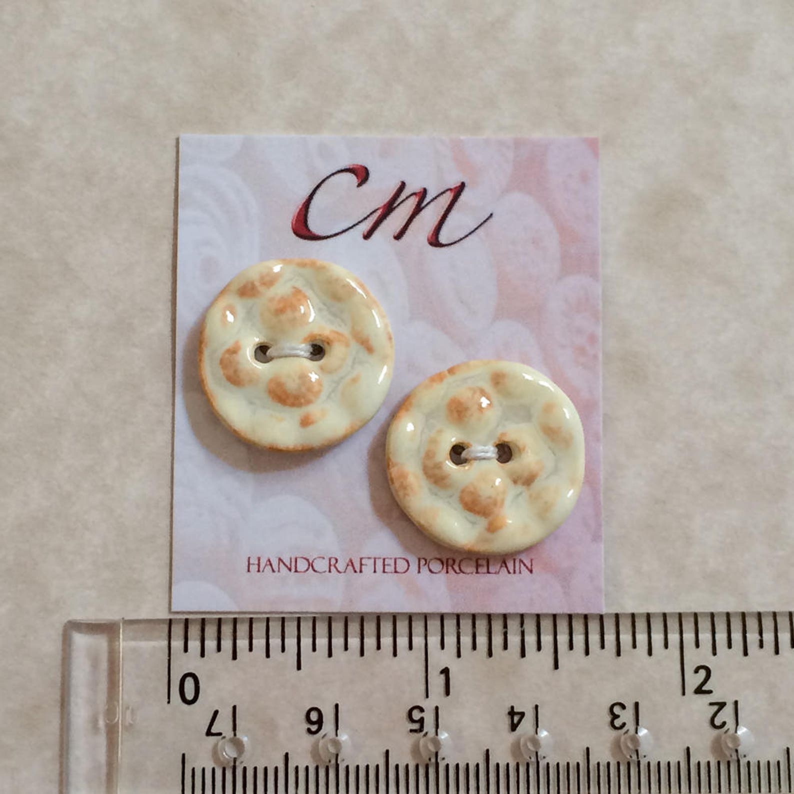 Porcelain Button in Tones of Ivory and Amber-handcrafted | Etsy