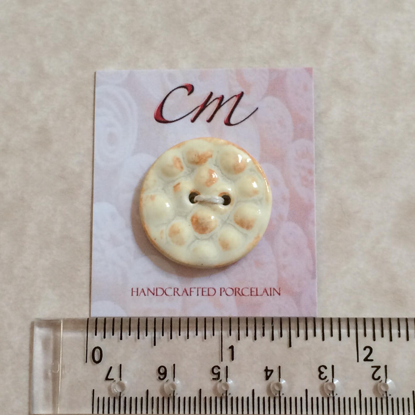 Porcelain Button in Tones of Ivory and Amber-handcrafted | Etsy