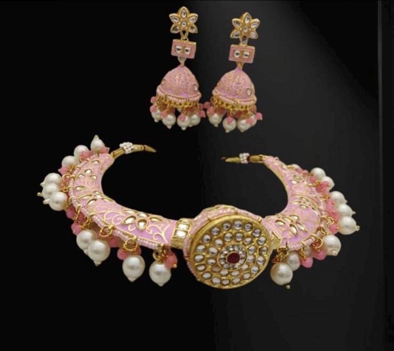 Handmade Traditional Necklace Earrings Set Rajasthani Hasli Style ...