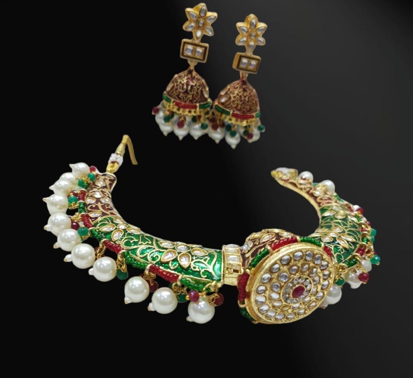 Handmade Traditional Necklace Earrings Set Rajasthani Hasli Style ...