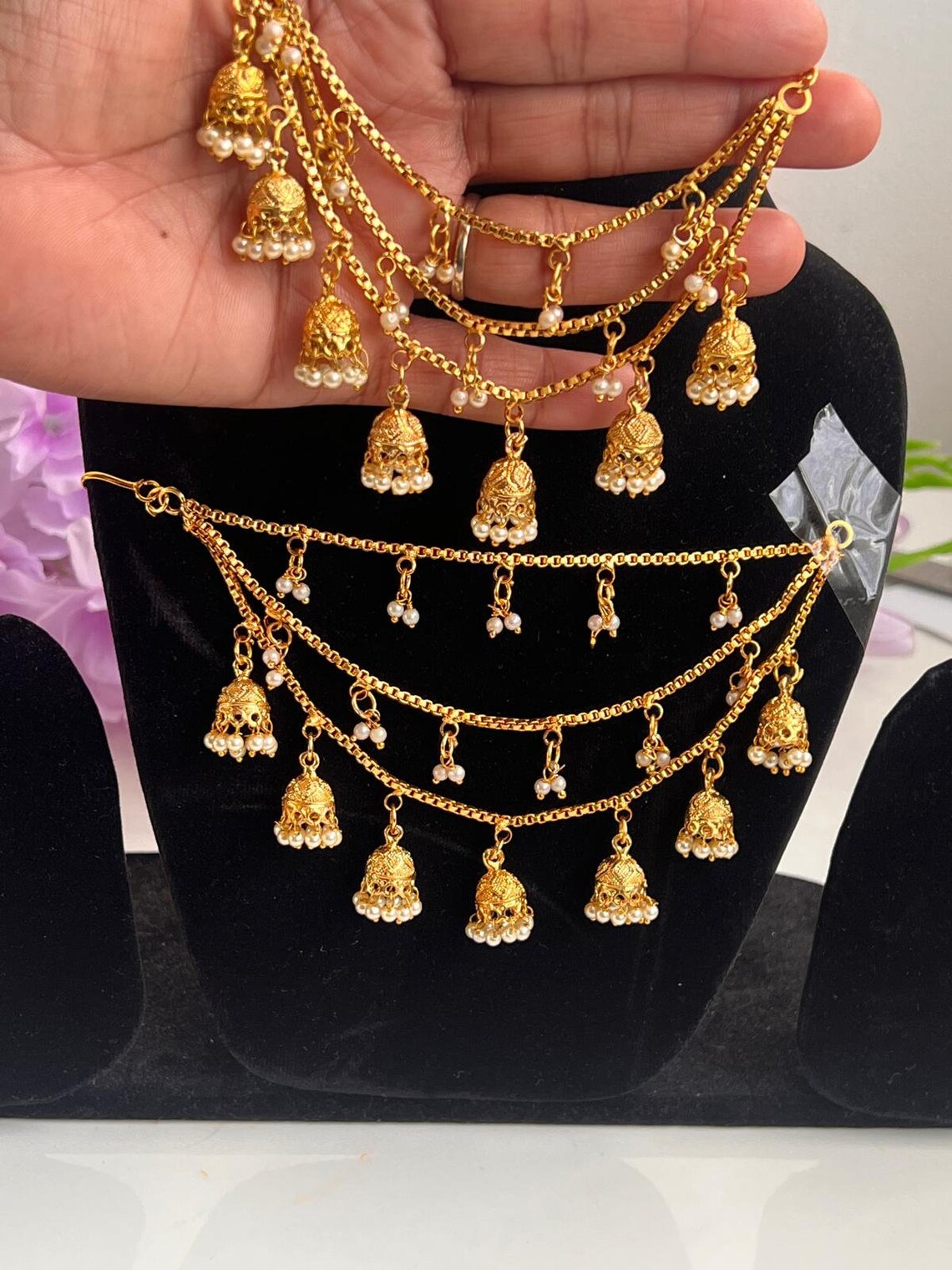 Earchain, Bahubali Ear Chain,sahara Chain, Golden Ear Chain,indian ...