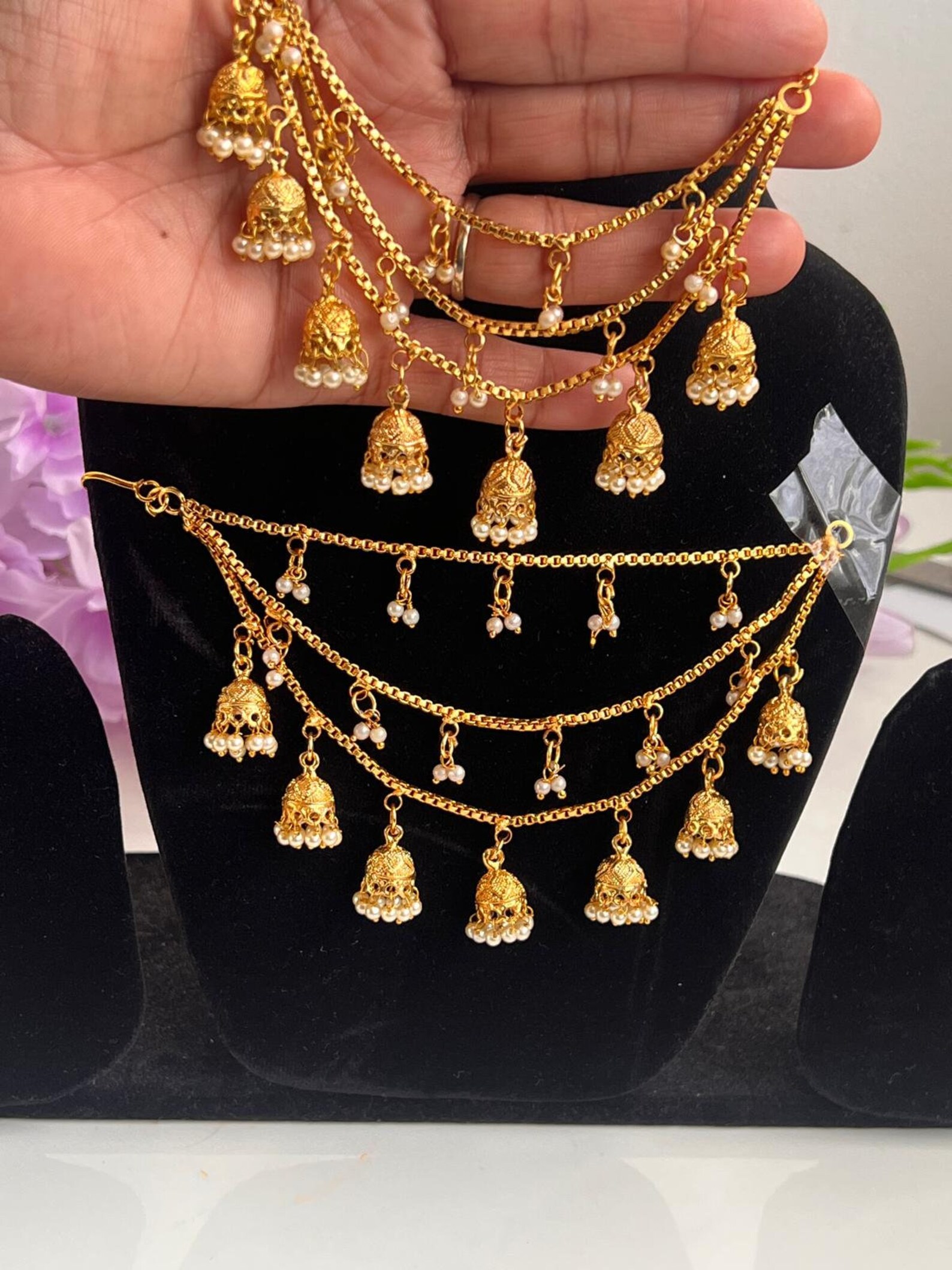 Earchain, Bahubali Ear Chain,sahara Chain, Golden Ear Chain,indian ...