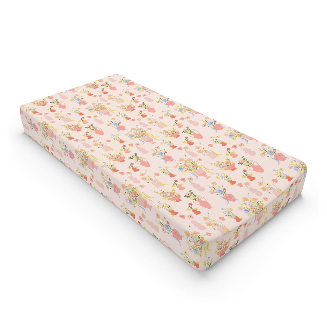 Floral Changing Pad Cover Vase Design With Pastel Flowers - Etsy