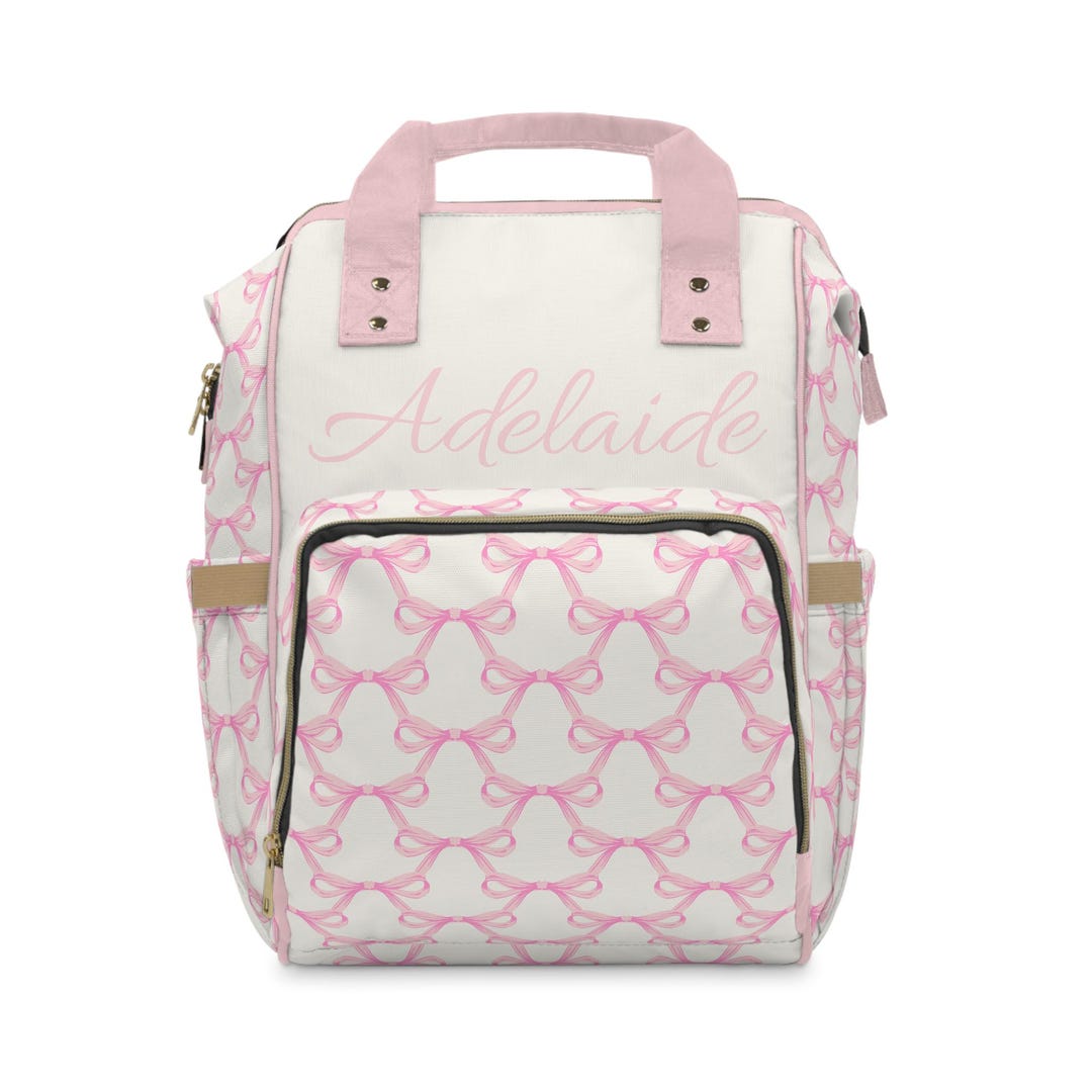 Baby Girl Diaper Backpack Pink Bow Coquette Design, Personalized ...