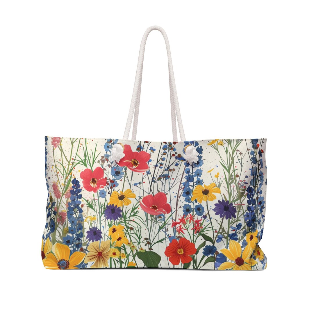Cottage Core Weekender Bag, Wildflower Travel Tote, Floral Overnight ...