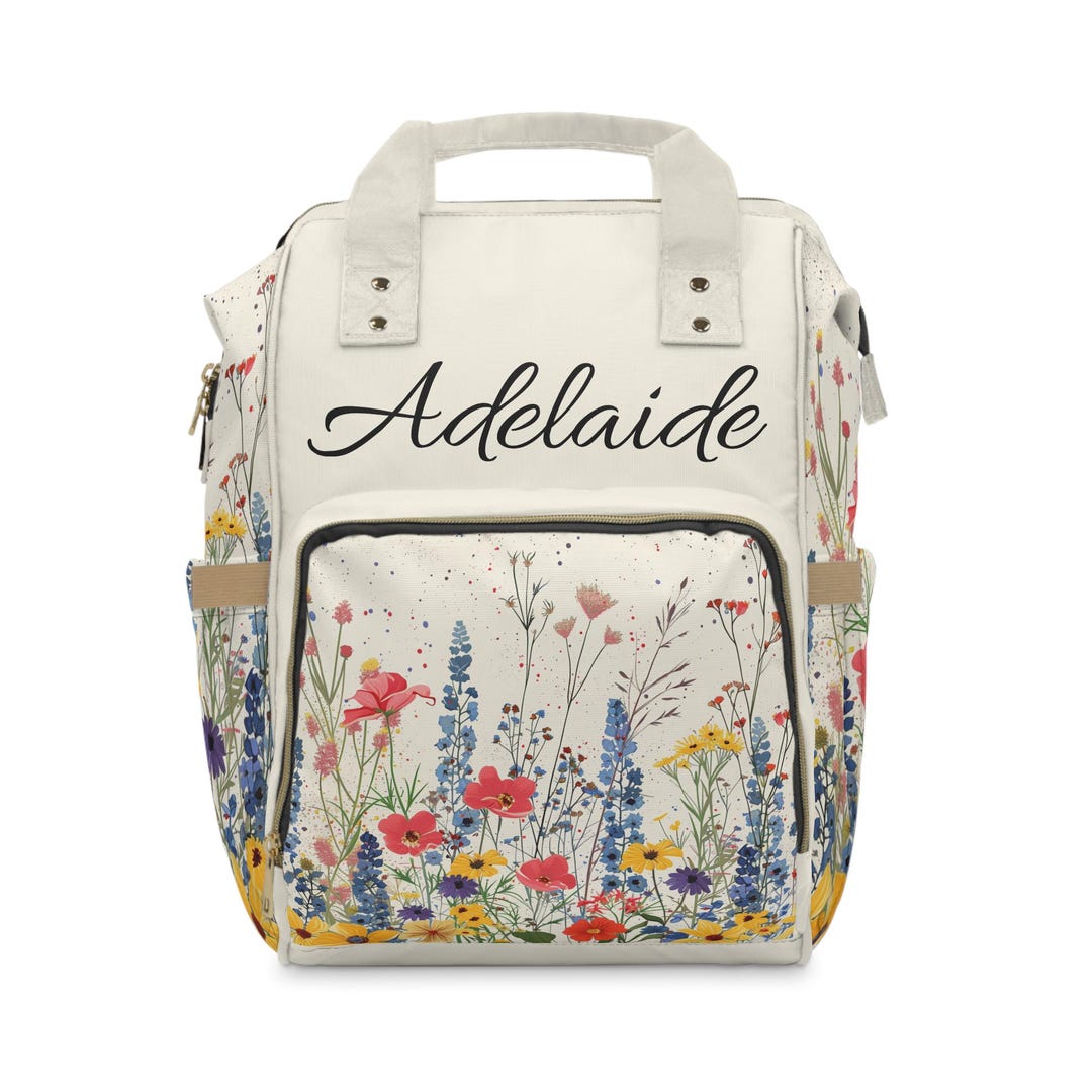 Diaper Backpack, Cottage Core Flower Bag With Bottle Pockets, Large ...