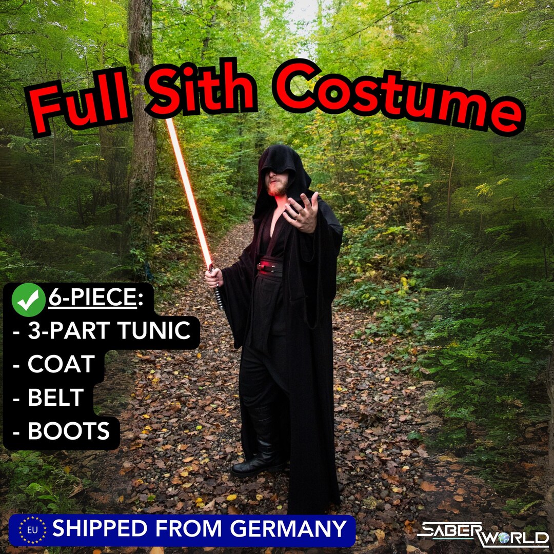 Full Dark Side Costume Set | Complete 6-piece Cosplay Outfit | Black ...