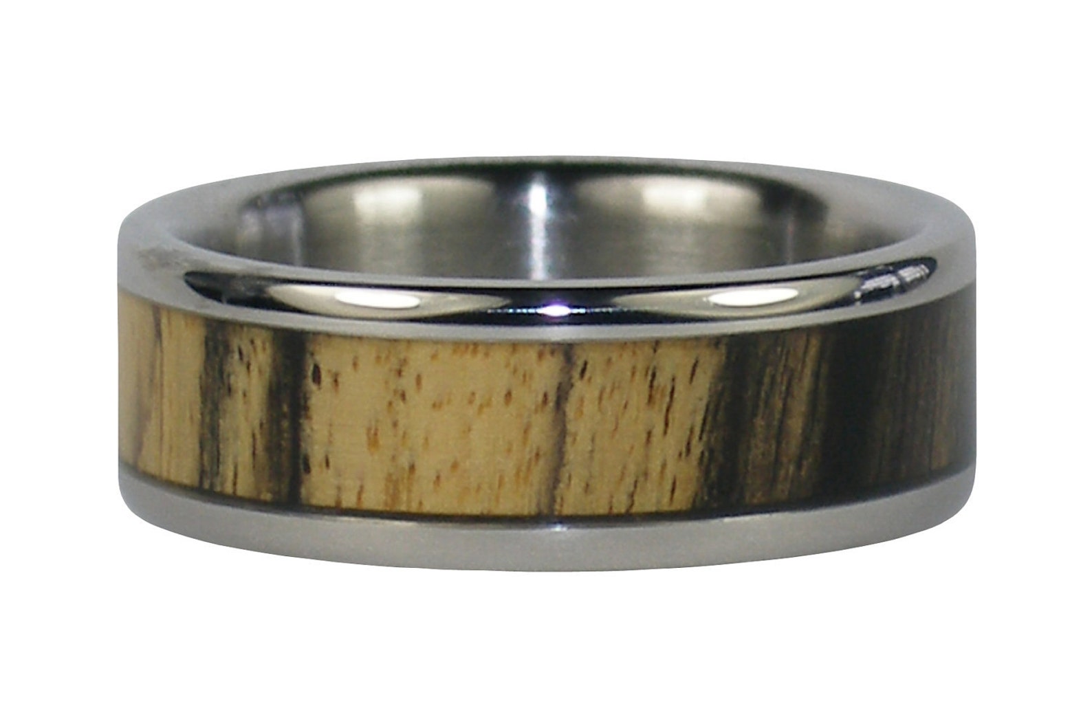 Black and White Ebony Inlaid Titanium Ring - Etsy