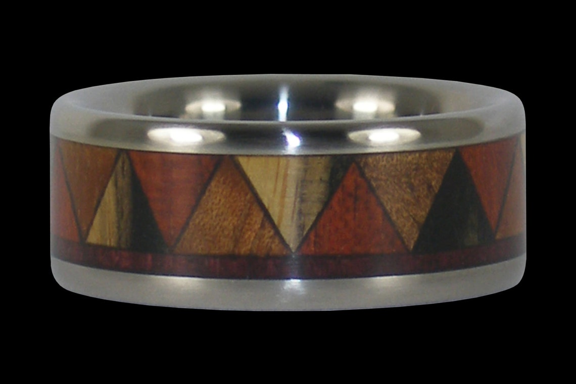 Tribal Ring With Wood Design - Etsy