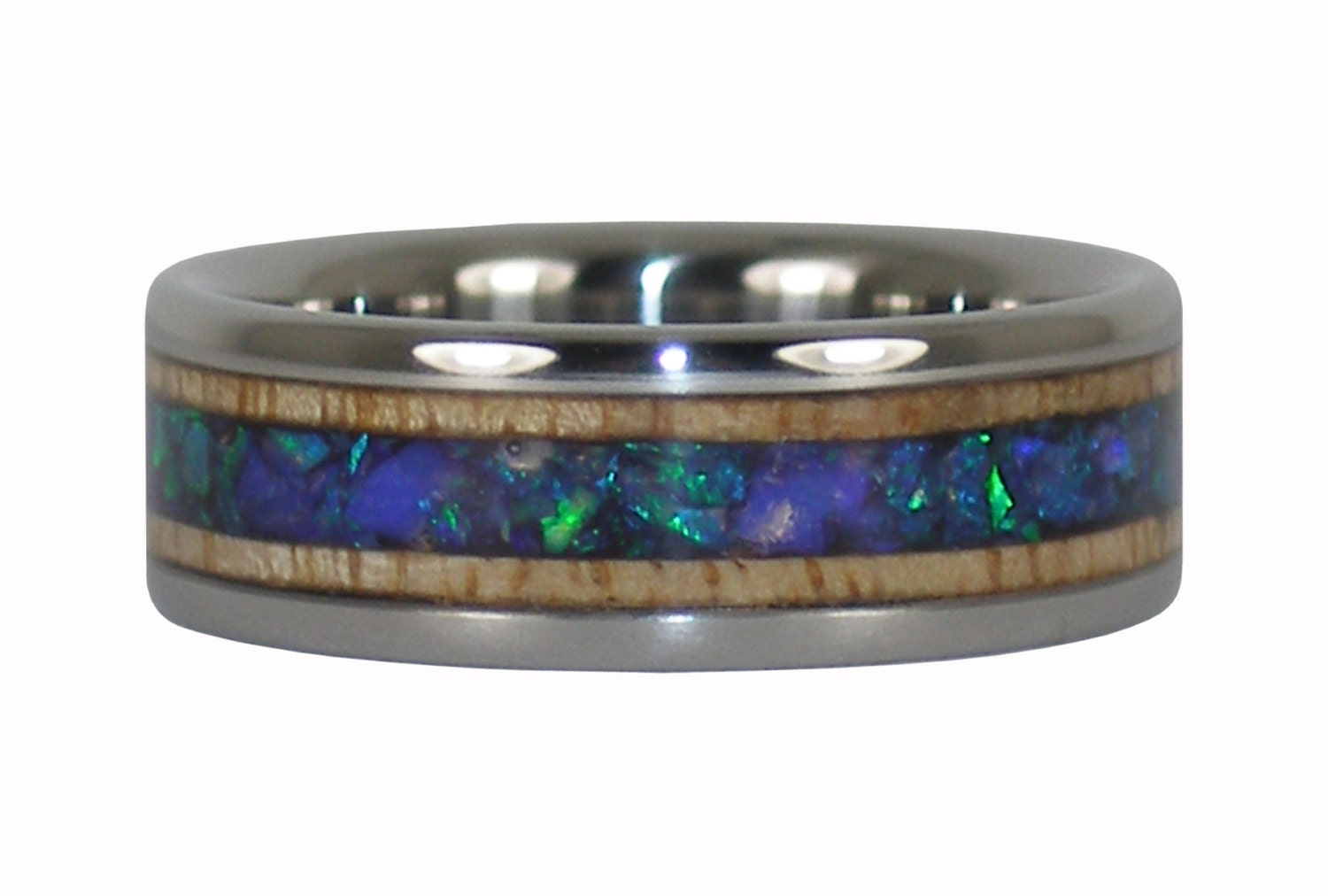 Opal and Mango Wood Titanium Ring Band | Etsy