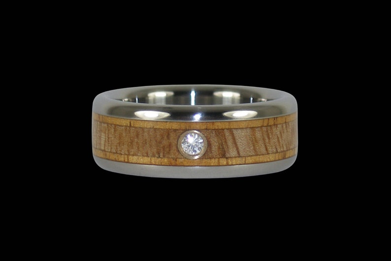 Diamond Koa Wood Inlay Ring - Etsy