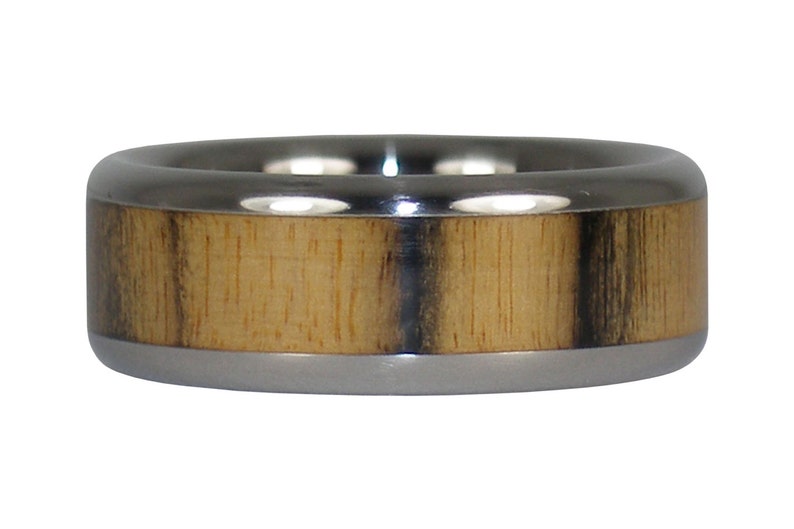 Black and White Ebony Inlaid Titanium Ring | Etsy