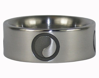 Yin and Yang Titanium Ring Set | Etsy