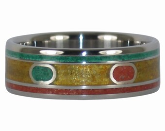 One Love Rasta Wedding Titanium Ring Set | Etsy