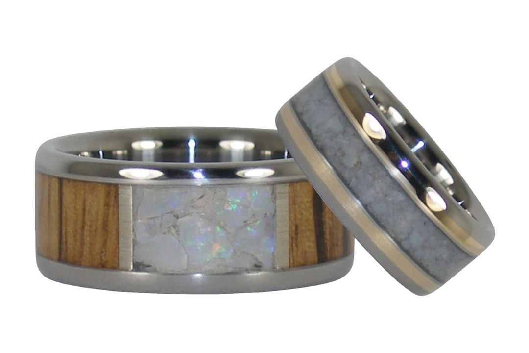 Opal Ring Set With Zebra Wood and Gold - Etsy