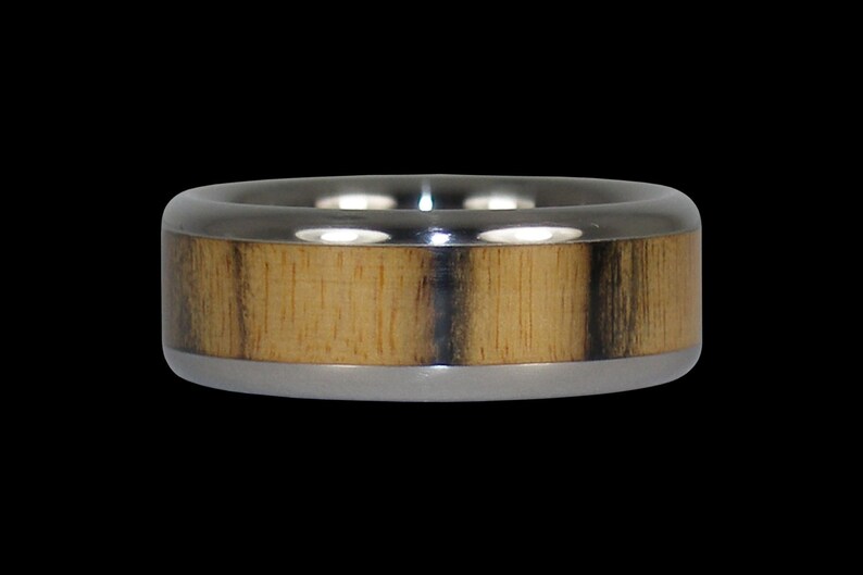 Black and White Ebony Inlaid Titanium Ring | Etsy