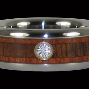Diamond Koa Wood Inlay Ring - Etsy