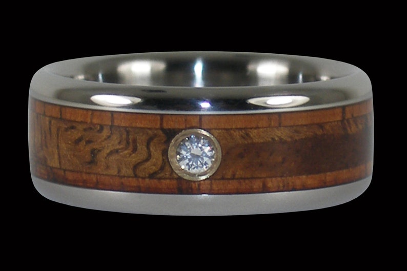 Diamond Koa Wood Inlay Ring - Etsy