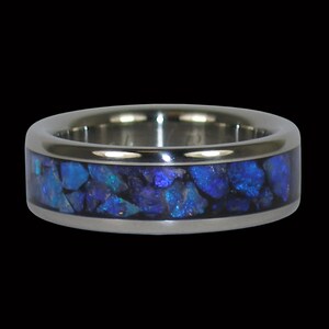 Dark Blue Black Opal Inlay Titanium Ring - Etsy