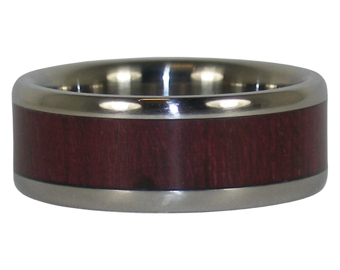 Purple Heart Wood Inlay Titanium Ring - Etsy