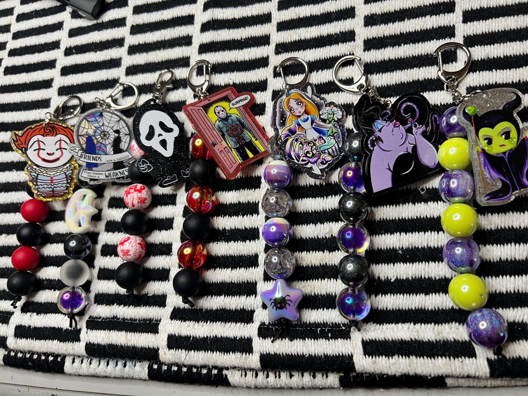 Horror Themed Beaded Keychains With Acrylics. - Etsy