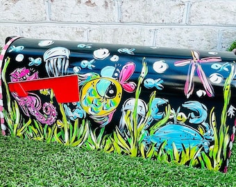 Turtle Sea Life Whimsical Mailbox, Hand Painted Mailbox, Decorative ...