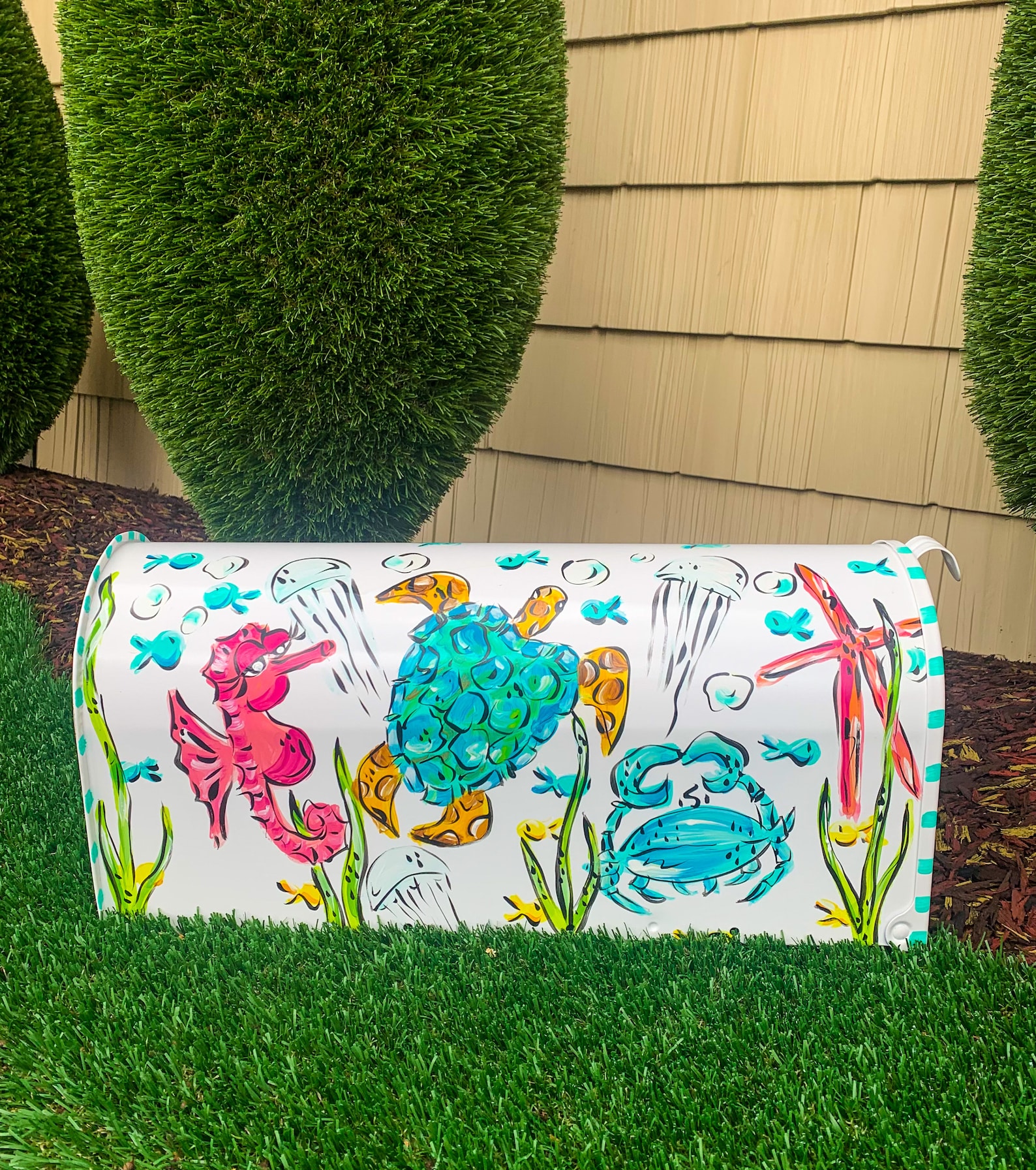 Hand Painted Turtle Mailbox, Sea Life Whimsical Decor - Etsy