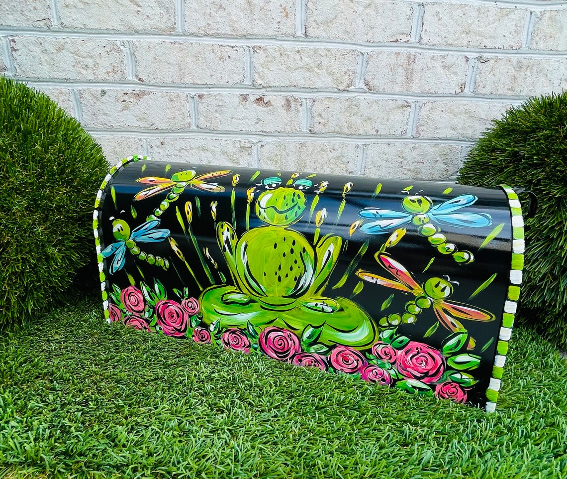 Hand Painted Floral Frog Mailbox, Whimsical Decorative Mailbox - Etsy