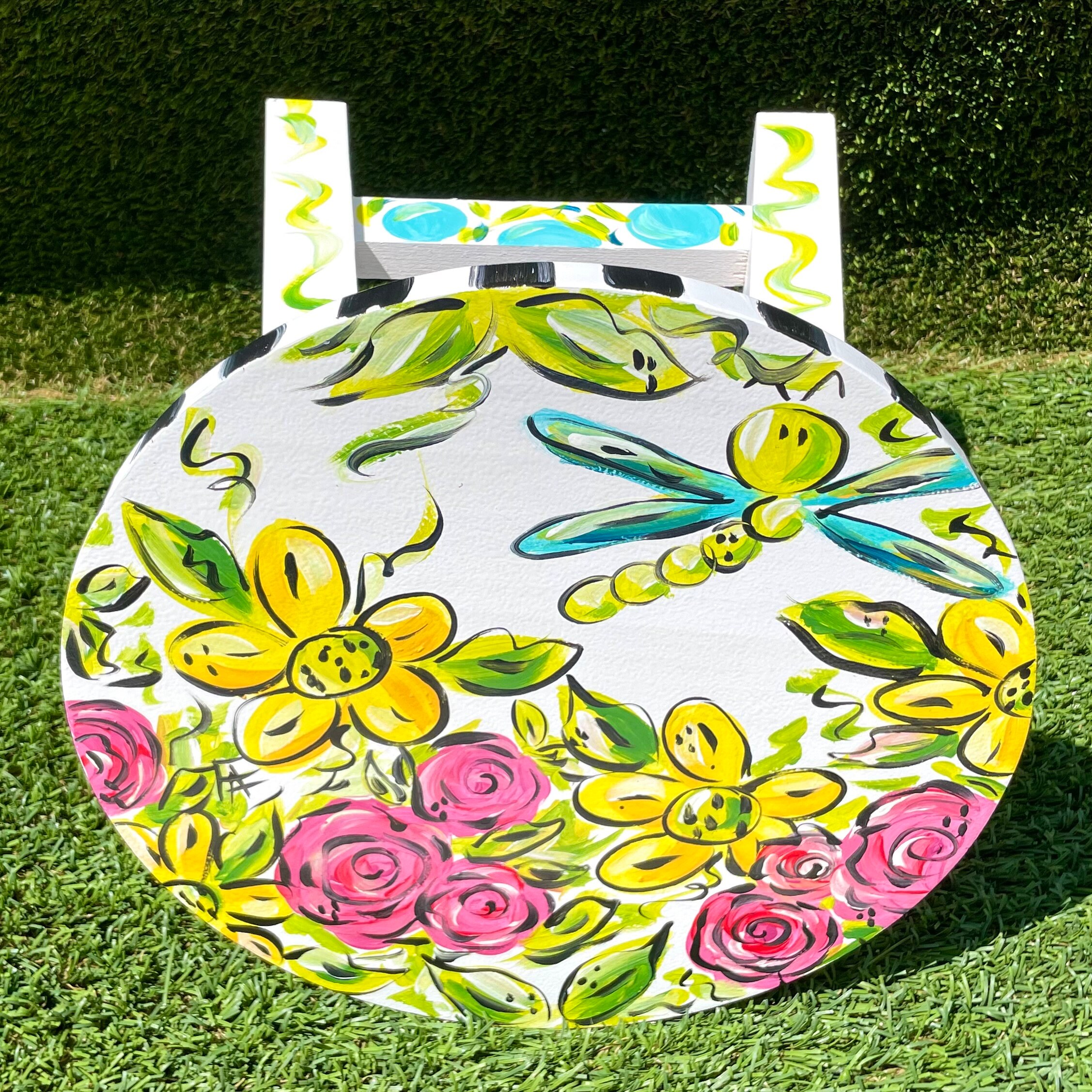 Floral Dragonfly Small Hand Painted Stool Whimsical Nursery - Etsy