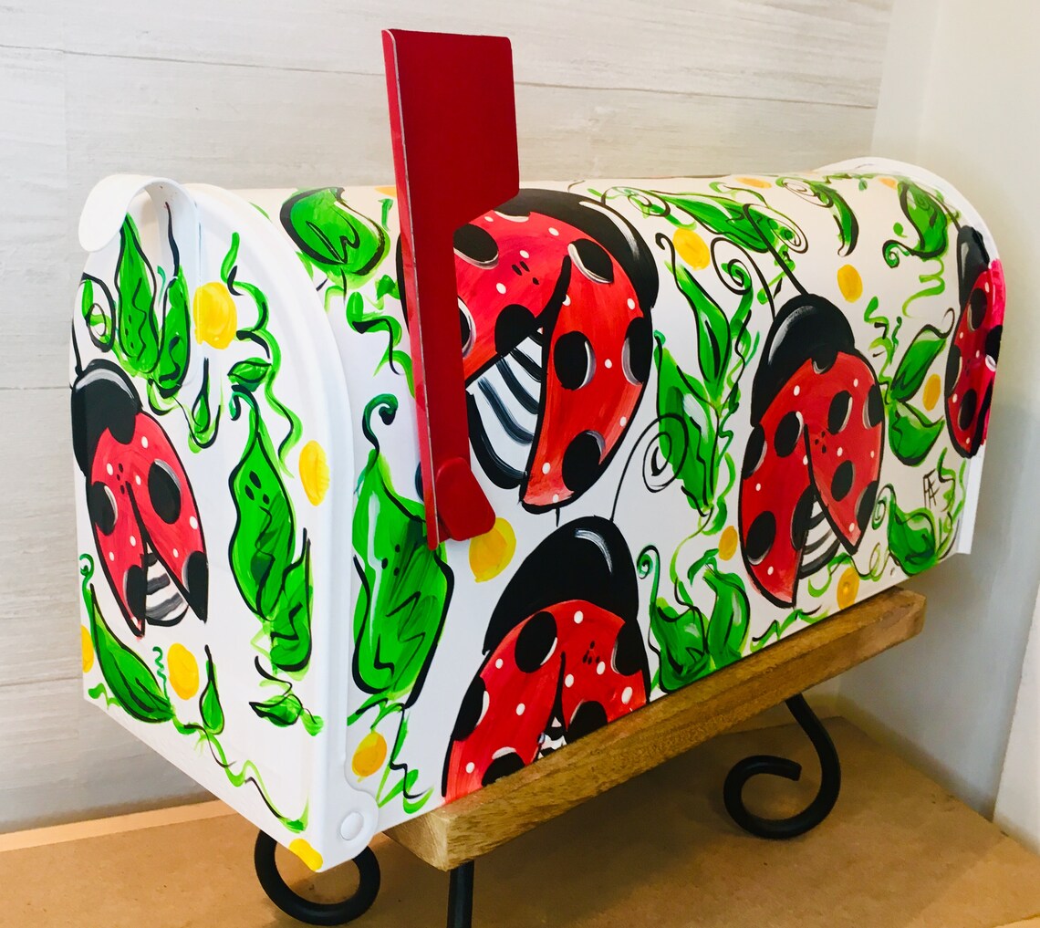 Ladybug Whimsical Mailbox, Hand Painted Mailbox, Decorative Mailbox ...