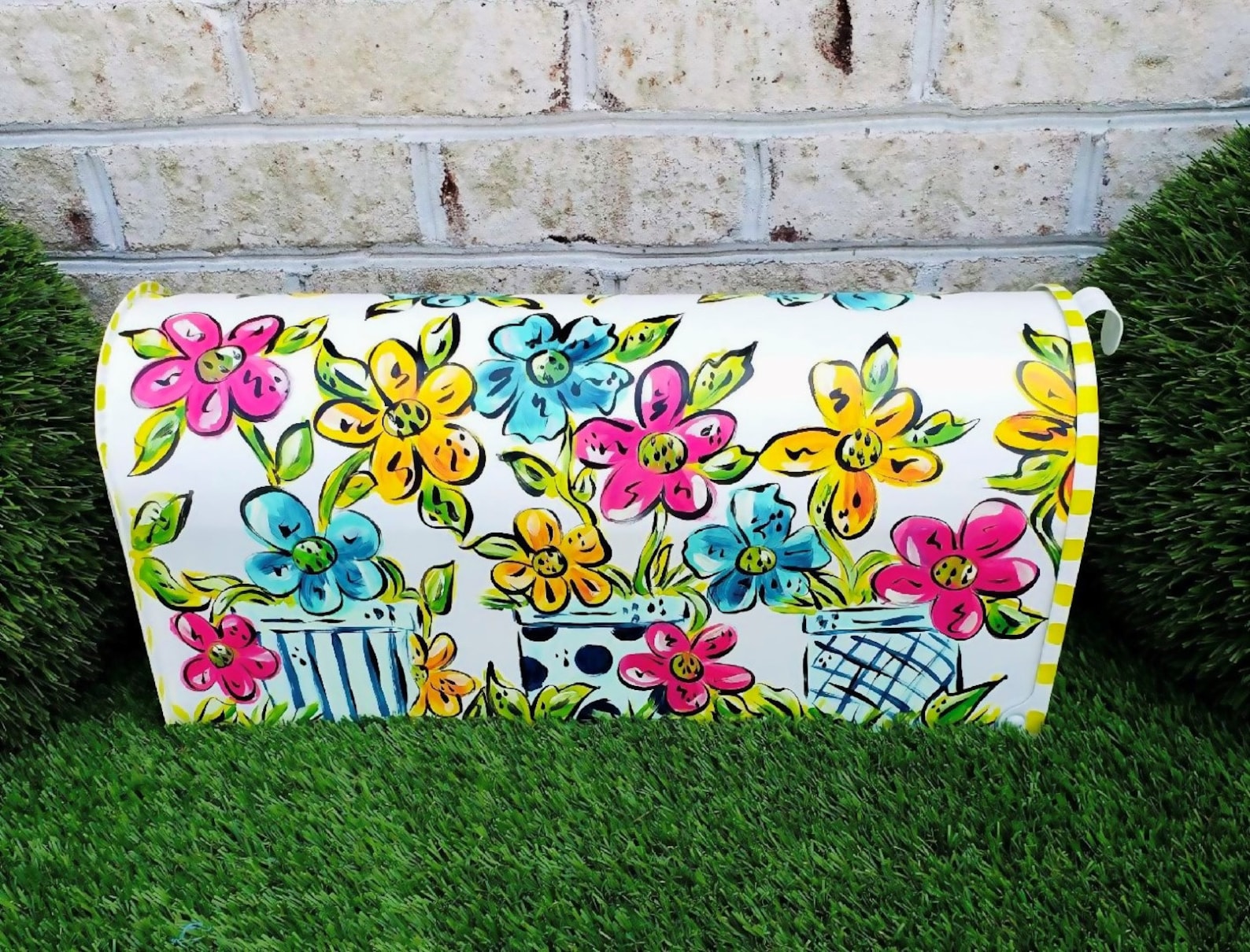 Colorful Flower Whimsical Mailbox, Hand Painted Mailbox, Decorative ...