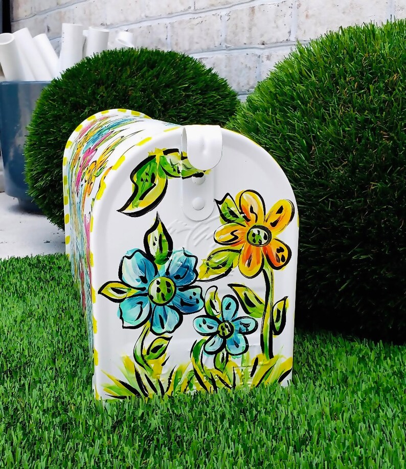Colorful Flower Whimsical Mailbox Hand Painted Mailbox - Etsy