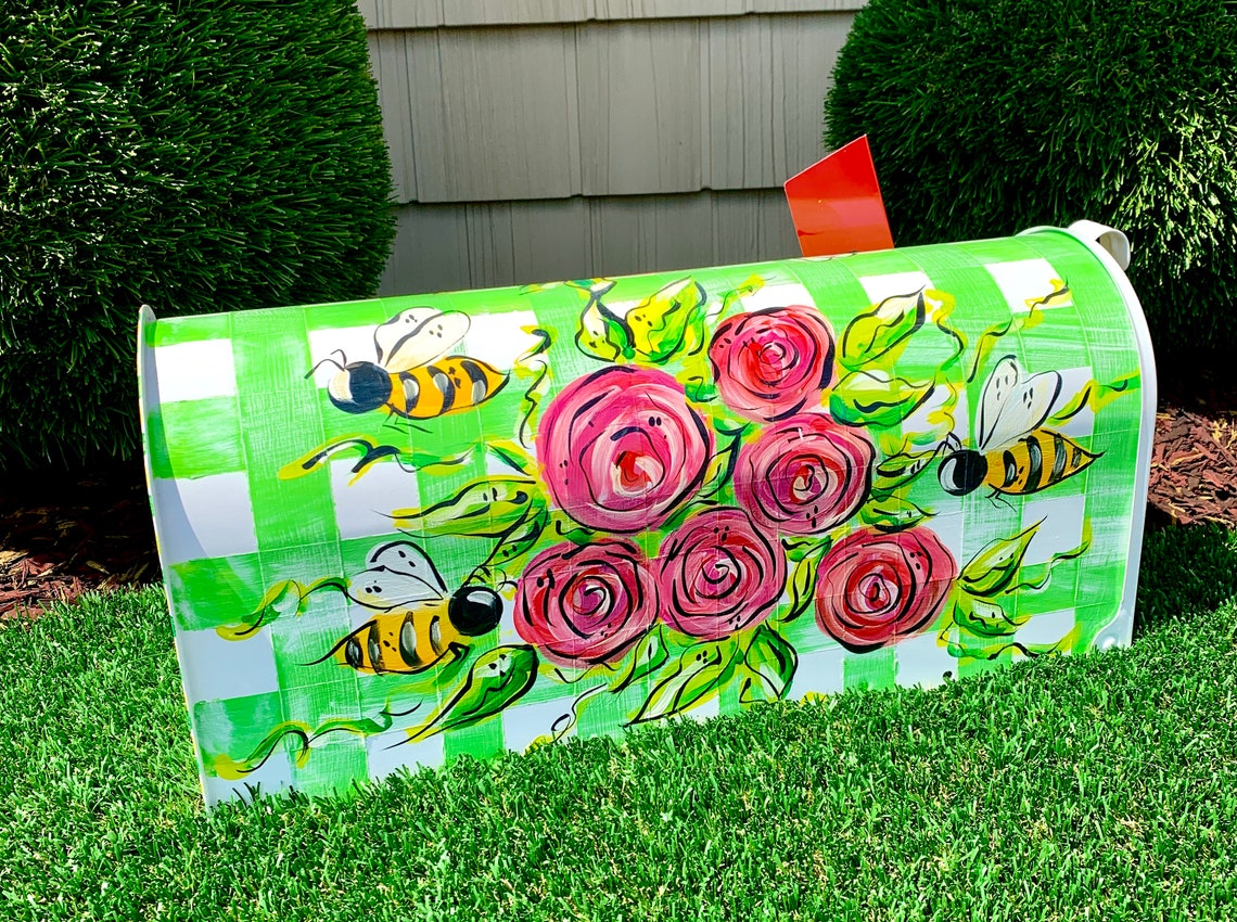 Floral Bumblebee Whimsical Mailbox Hand Painted Mailbox - Etsy