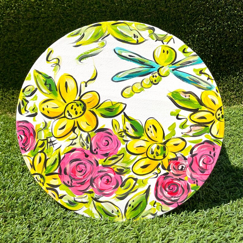 Floral Dragonfly Small Hand Painted Stool Whimsical Nursery - Etsy