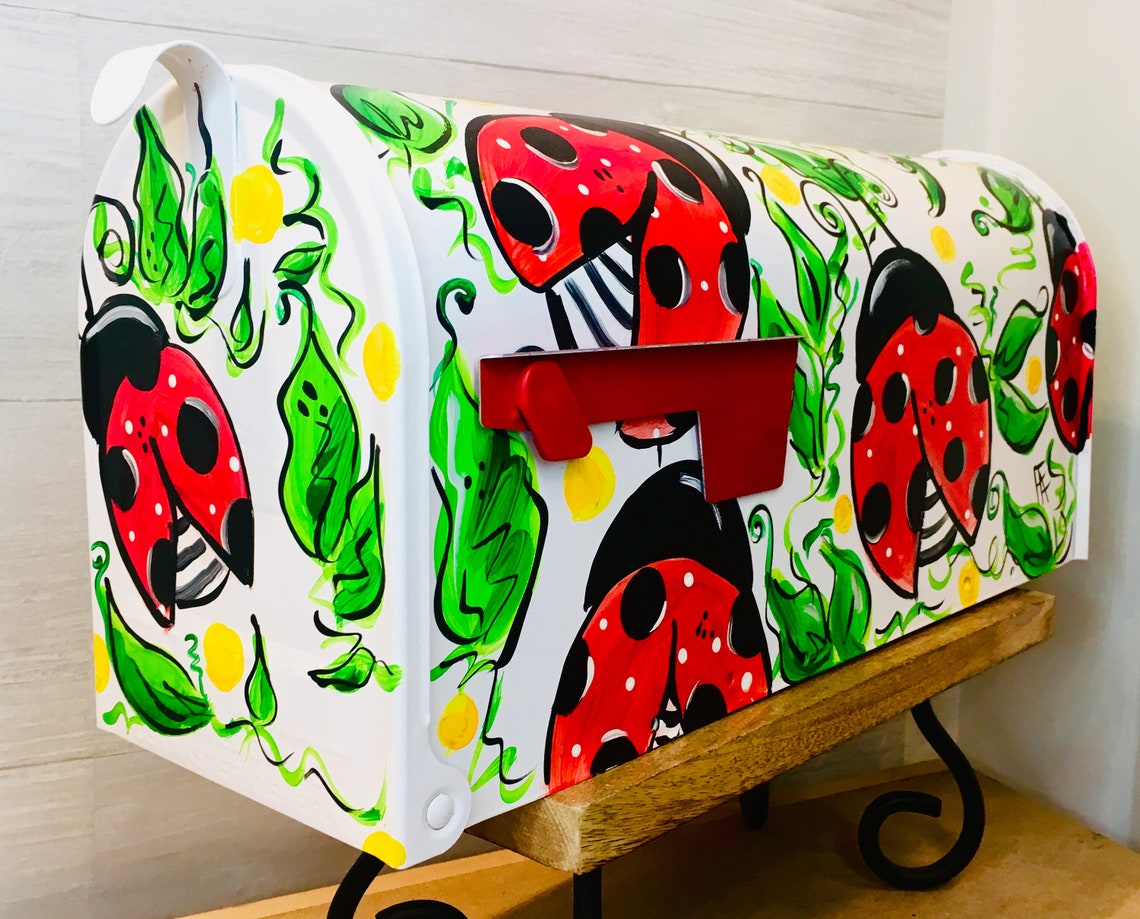 Hand Painted Ladybug Mailbox, Whimsical Decorative Steel Mailbox - Etsy