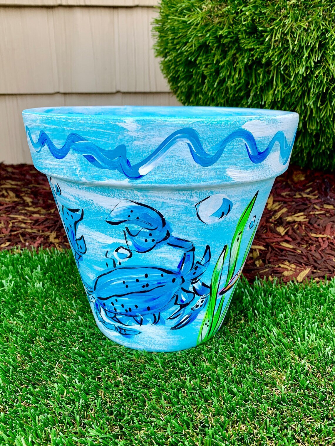 Fish Sea Life 4, 6, 8, 10, 12 Flowerpot, Hand Painted Pot, Colorful ...