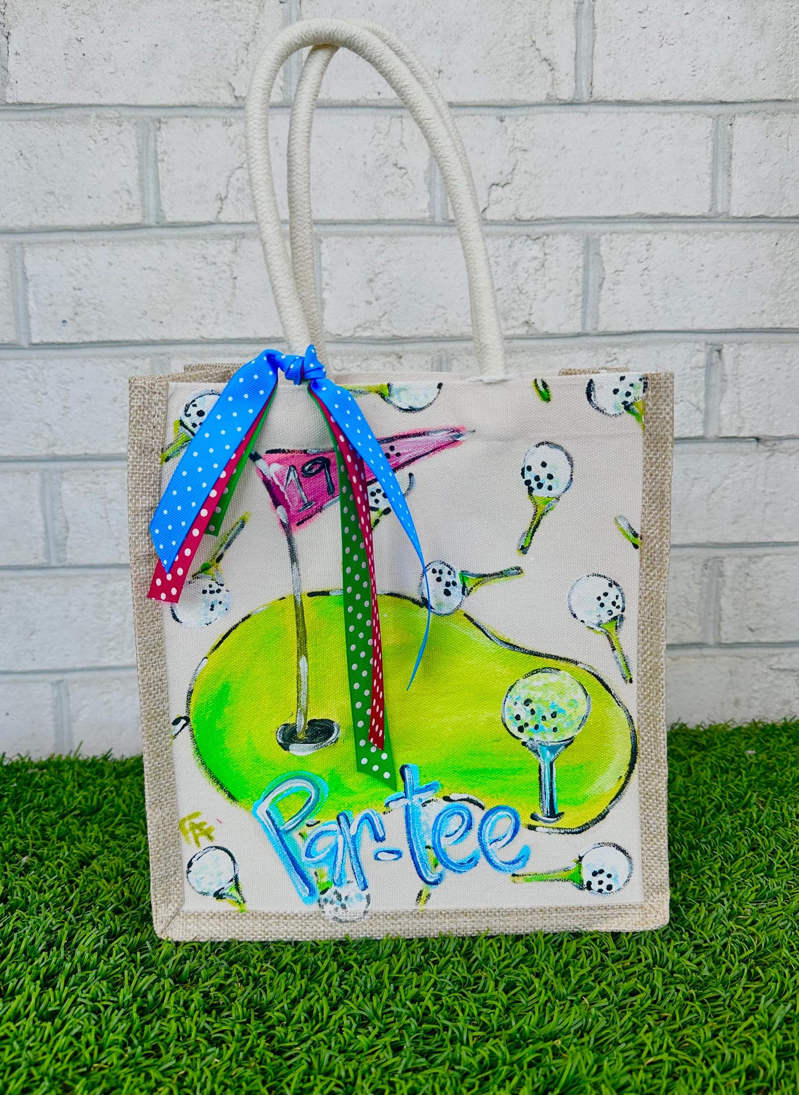 Whimsical Hand-painted Canvas Tote Bags - Floral, Bows, Golf, Custom ...