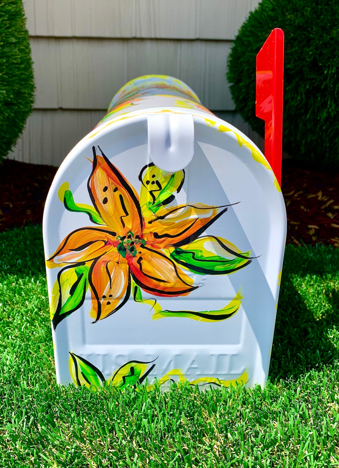 Floral Flamingo Whimsical Mailbox Hand Painted Mailbox - Etsy