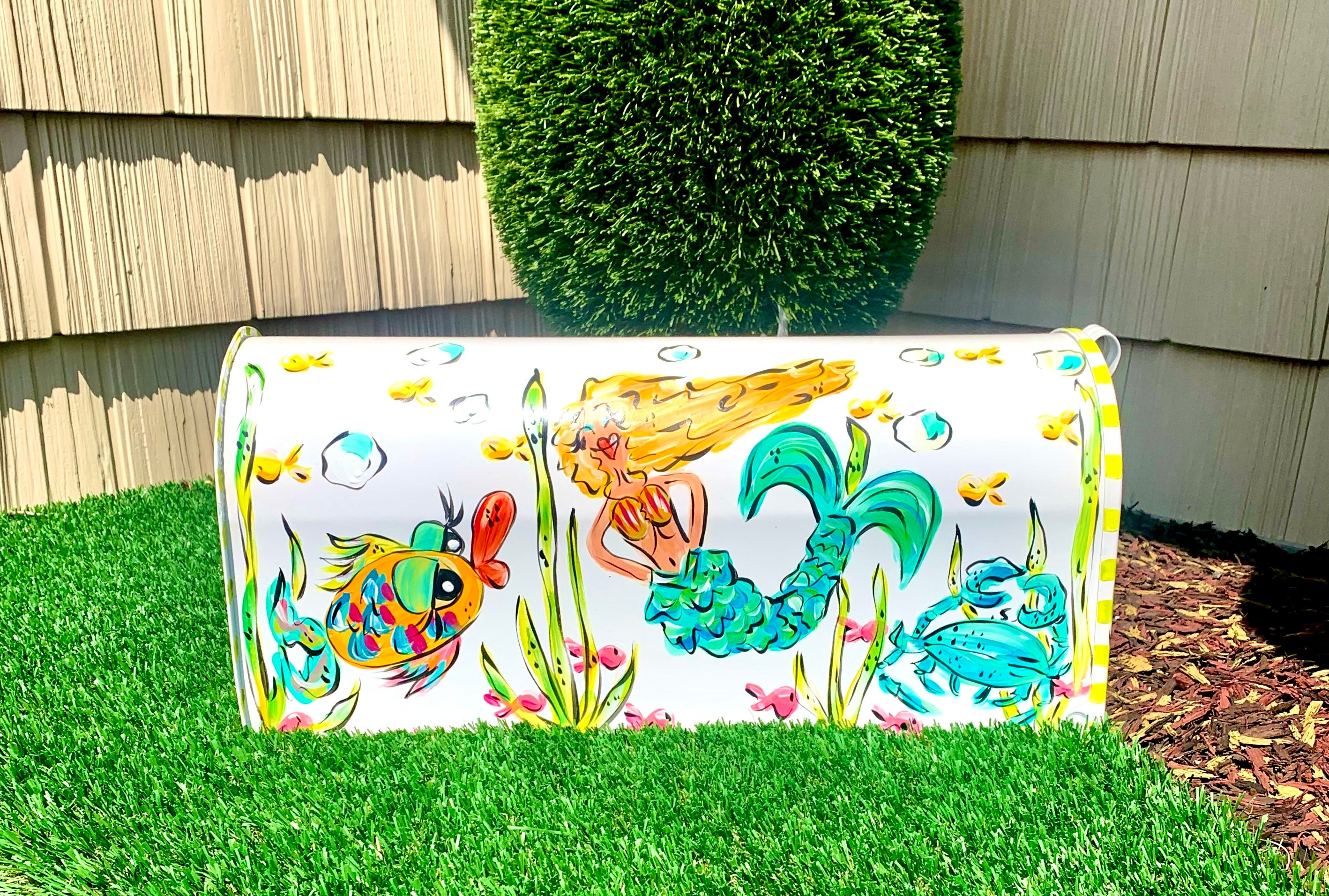 Mermaid Whimsical Mailbox, Hand Painted Mailbox, Decorative Mailbox ...
