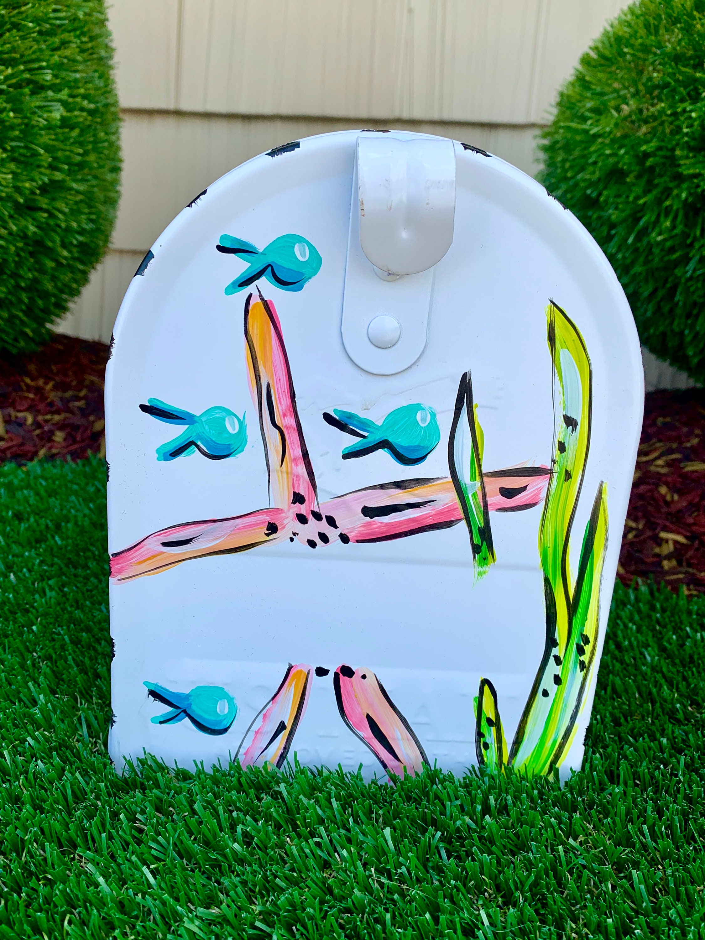 Fish Sea Life Whimsical Mailbox, Hand Painted Mailbox, Decorative ...