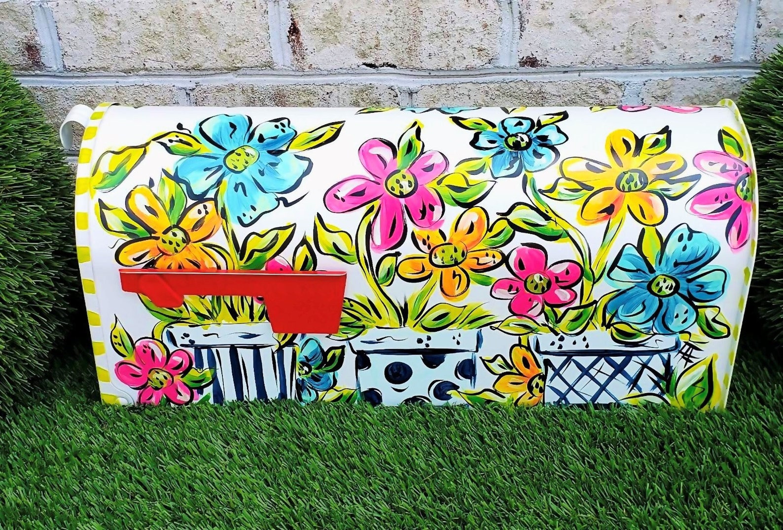 Colorful Flower Whimsical Mailbox, Hand Painted Mailbox, Decorative ...