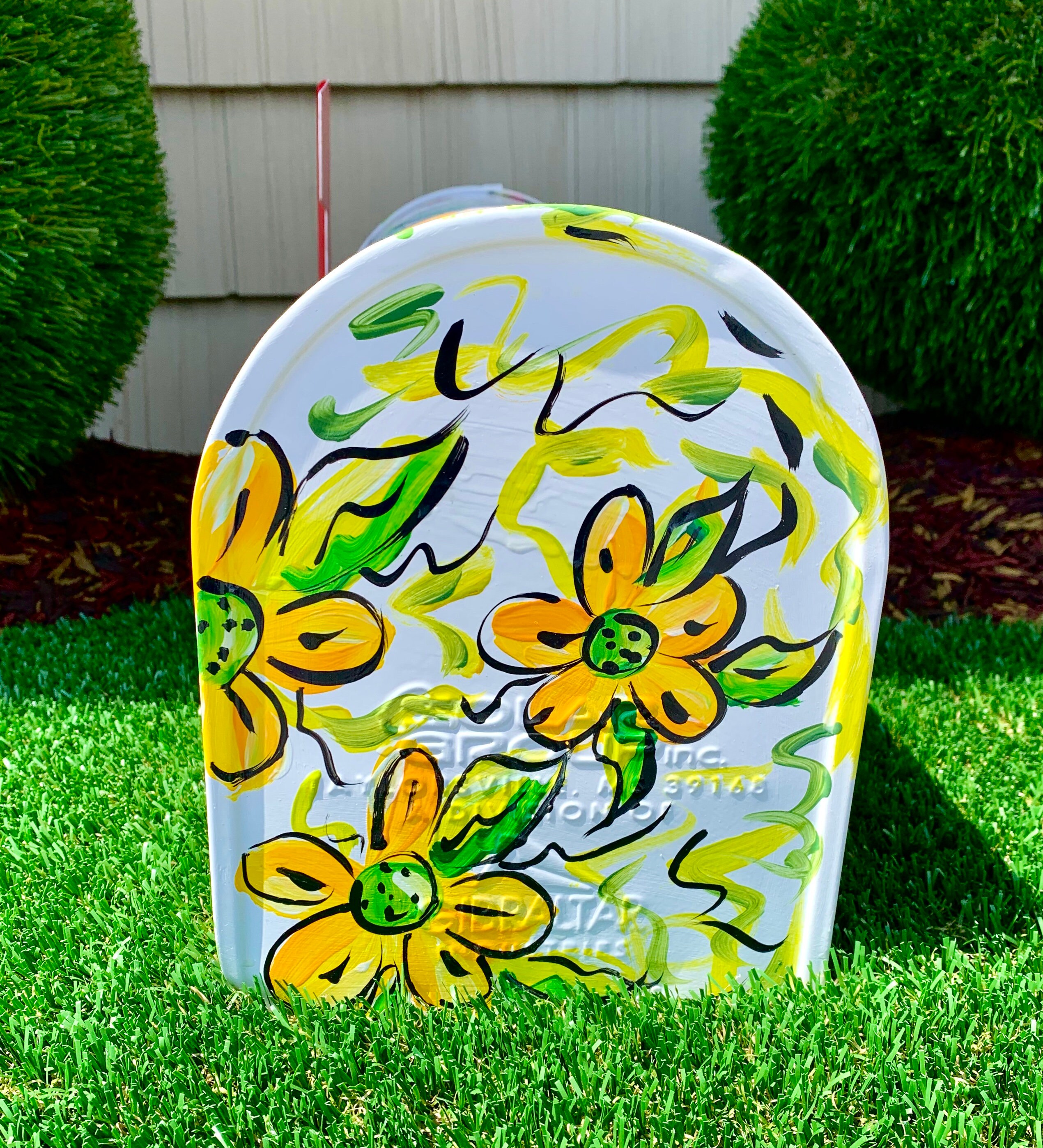 Floral Dragonfly Whimsical Mailbox, Hand Painted Mailbox, Decorative ...