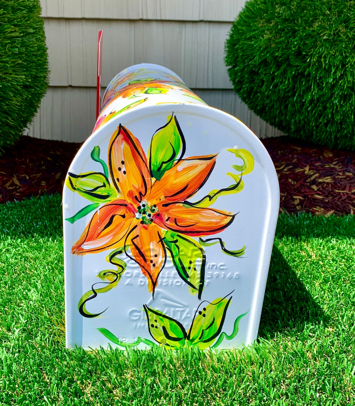 Floral Flamingo Whimsical Mailbox Hand Painted Mailbox - Etsy