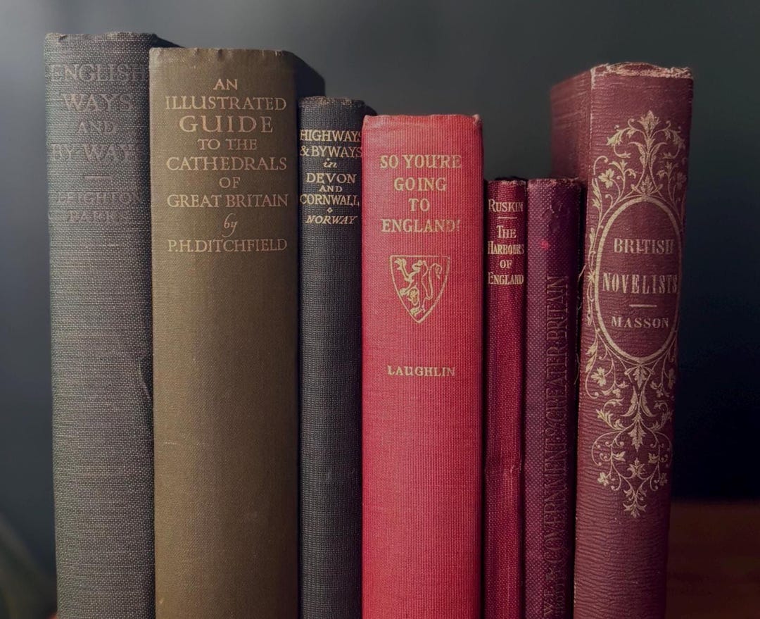 Vintage England Travel Books, Gilded Spine, Anglophile Decor - Etsy