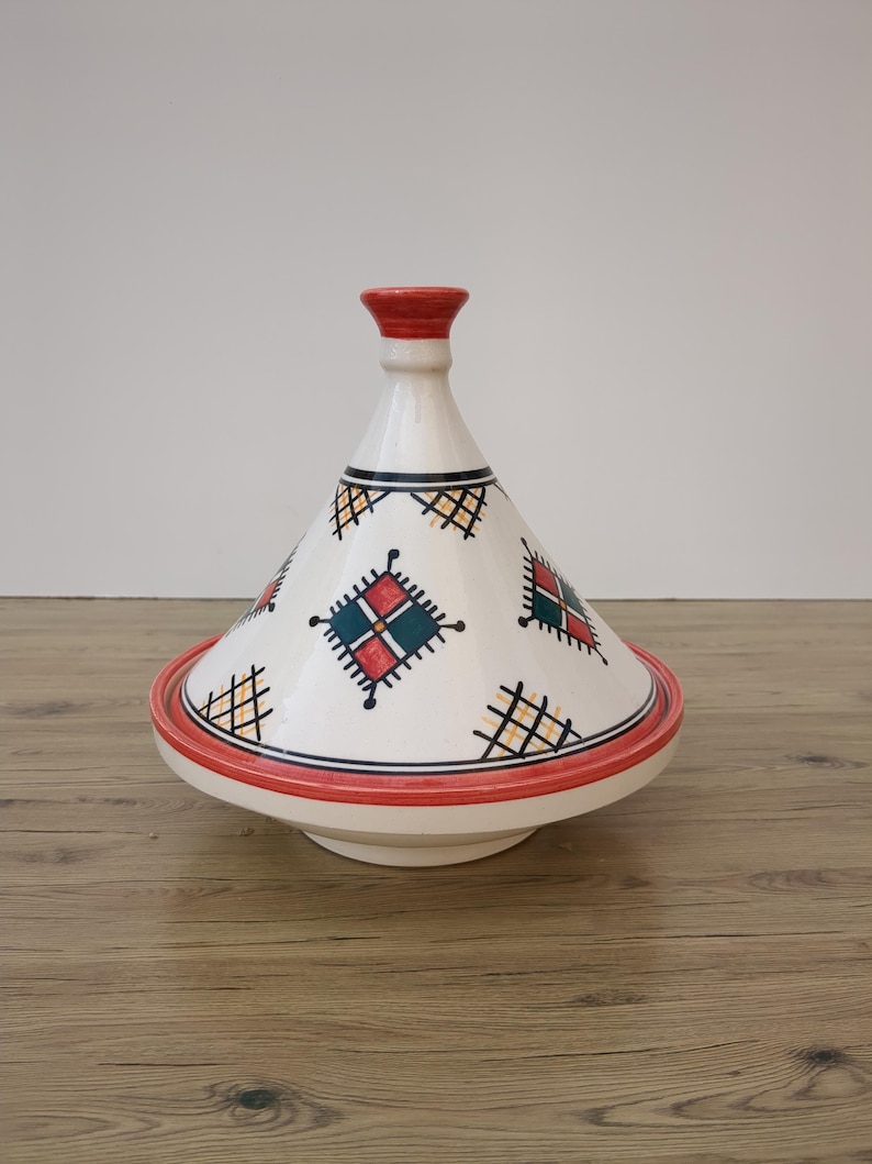 Moroccan Tagine – Hand-painted Moroccan Tajine – Red and Multicolor ...