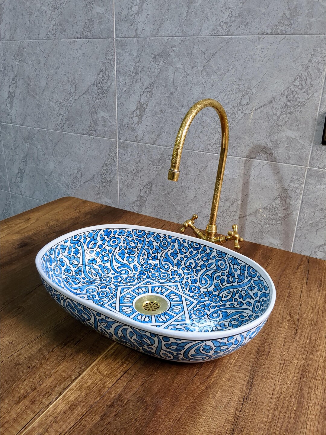 Blue Moroccan Ceramic Sink-ceramic Sink-moroccan Ceramic Sink-unique ...