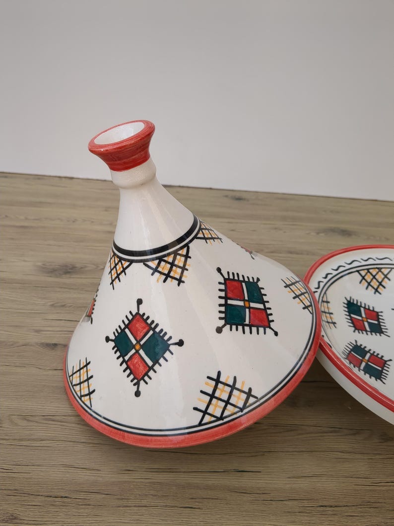 Moroccan Tagine – Hand-painted Moroccan Tajine – Red and Multicolor ...